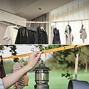 Windproof Non-Slip Clothesline, Portable Travel Clothes Line Outdoors, Clothes Line Retracting Outdoors, Retractable Clothesline Outdoor Clothes Line Ropes Camping Clotheslines (Black & Yellow)