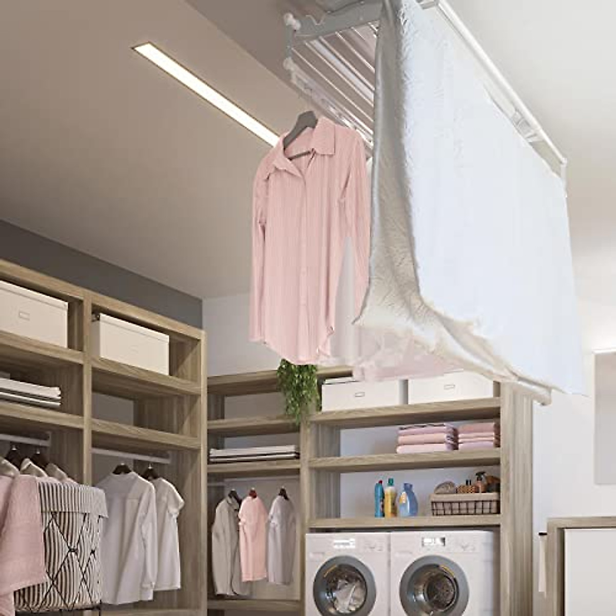 foxydry Air, Wall and Ceiling Clothesline, Electrical Drying Rack, with Remote Control in Aluminium and Steel (Ceiling Mounted, 150)
