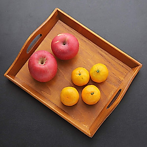 qiguch66 Display Mold,Retro Wooden Rectangular Serving Tray Fruit Food Snack Plate Kitchen Supplies - Light Color