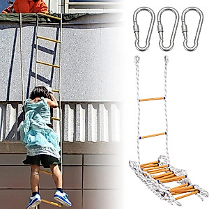 QCLUEU Emergency Fire Escape Ladder Flame Resistant Safety Extension Rope Ladder with 3 Hooks, 2-3 Story Homes Reusable Compact & Portable External Ladder (Size : 10FT/3M)
