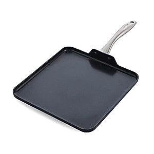 GreenPan Chatham Black Prime Midnight Hard Anodized Healthy Ceramic Nonstick, 11" Griddle Pan, PFAS-Free, Dishwasher Safe, Oven Safe, Black
