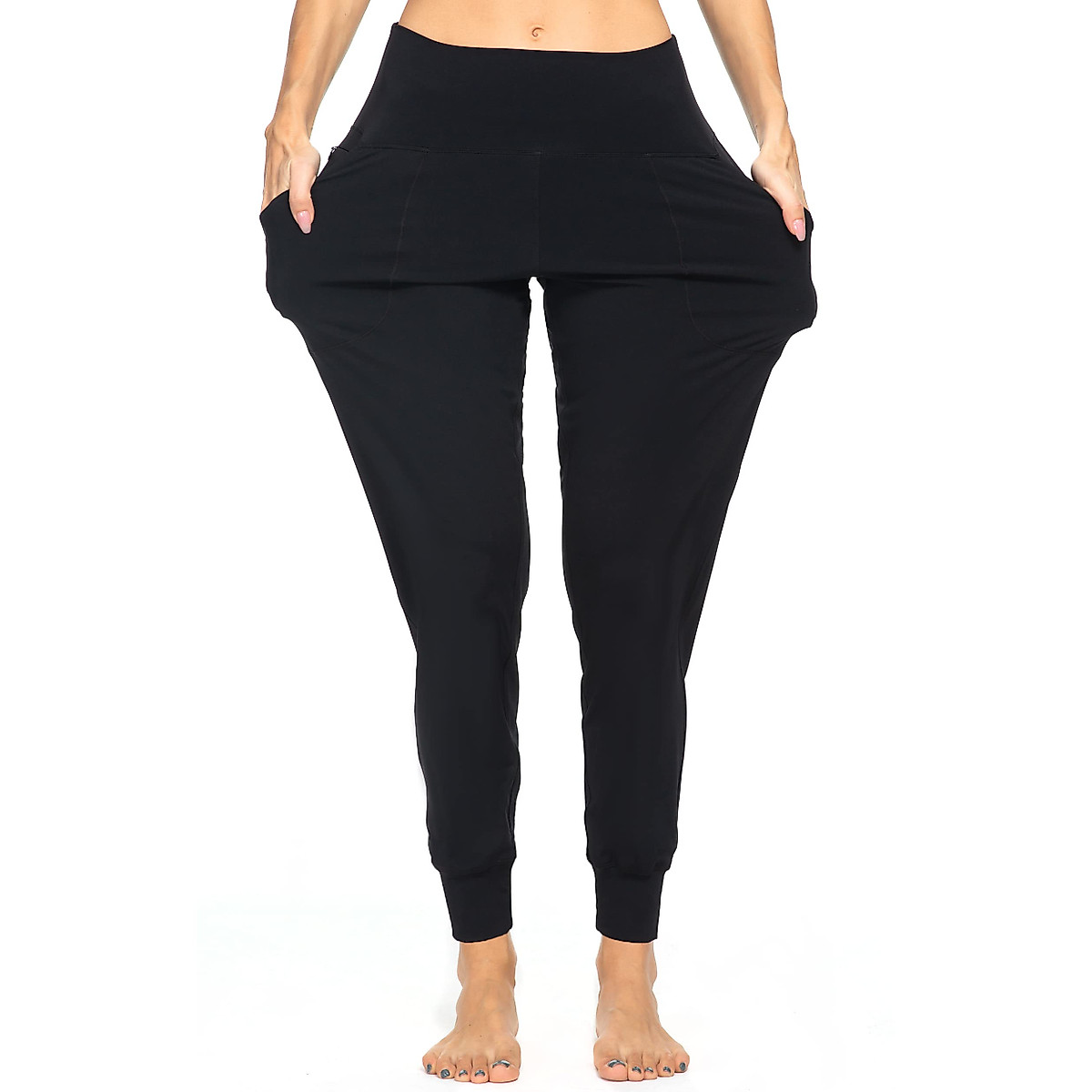 Kcutteyg Womens Joggers with Pockets High Waisted - Soft Lightweight Athletic Workout Pants for Running Gym Fitness Yoga and Casual (Black9, Medium)