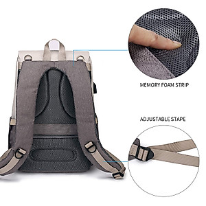 LOVANA Diaper Bag Backpack, Baby Bag, Multi-functional Travel Back Pack, Anti-Water Maternity Nappy Bag Changing Bags with Insulated Pockets Stroller Straps and Built-in USB Charging Port,Beige&Gray