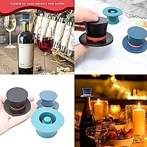 Honbay 3PCS Silicone Wine Bottle Stoppers Funny Silicone Magic Hat Wine Bottle Caps Decorative Wine Sealer Preserver Reusable Sealing Bottle Stopper