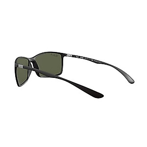 Ray-Ban Men's RB4179 Liteforce Square Sunglasses, Matte Black/Polarized Green, 62 mm + 1