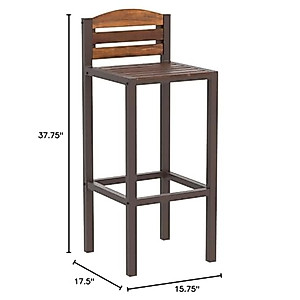 Christopher Knight Home Milos Acacia Barstools, 2-Pcs Set, Dark Brown / Rustic Metal