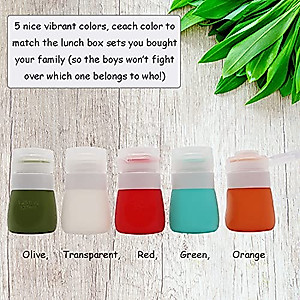 Ksooly 5-Pack 1.3Oz. Squeeze Salad Dressing Bottles with Cleaning Brush | Small Salad Dressing Container to Go | Portable Sauce Bottle Condiment Bottles | Food-grade Silicone, BPA Free