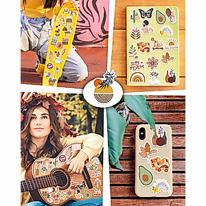Benresive 50 Pcs Cute Stickers for Teens, Water Bottle Stickers, Preppy Boho Aesthetic Sticker Packs, Vinyl Waterproof Scrapbook Laptop Bulk Stickers for Adults Girls Kids