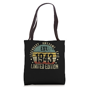 80th Birthday Vintage 80 Year Old Est 1943 Limited Edition Tote Bag