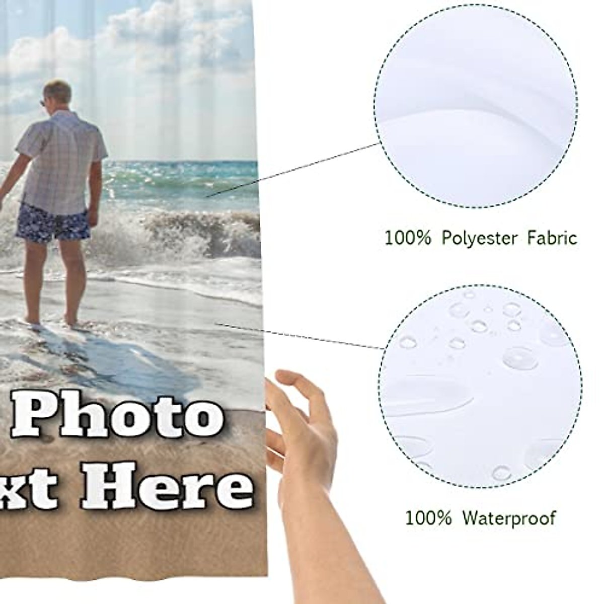 Sinsoledad Custom Shower Curtain, Personalized Shower Curtain Upload Image Backdrop Photograph Art Design ADD Logo Text (48"x72")
