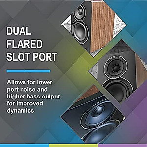 ELAC Uni-Fi Reference 3-Way 6-1/2" Bookshelf Speakers, Pair of Bookshelf Speakers System for Home Entertainment, Black Baffle with Walnut Sides