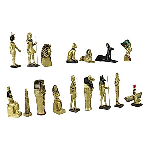 Ebros Miniature Egyptian Gods and Goddesses Figurine Set of 16 Featuring Anubis Osiris Maat Isis Bastet Sekhmet Obelisk Sphinx King TUT Queen Nefertiti Mummy Hathor Horus and Seth