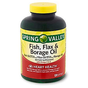Spring Valley - Fish, Flaxseed, Borage Oil, Omega 3, 6, 9, 120 Softgels + Your Vitamin Guide©