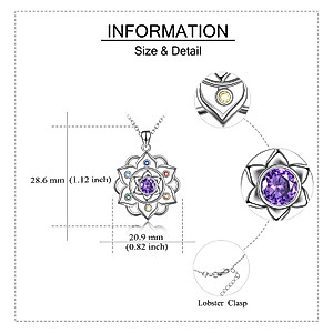 ONEFINITY Yoga Lotus Necklace Chakra Necklace 925 Sterling Silver Chakra Necklace Pendant Mothers Day Gifts for Women Wife