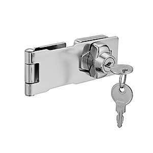 2 Pack 4 Inch Keyed Hasp Locks Twist Knob Keyed Different Locking Hasp for Small Doors, Stainless Steel Chrome Plated Hasp Lock Catch Latch