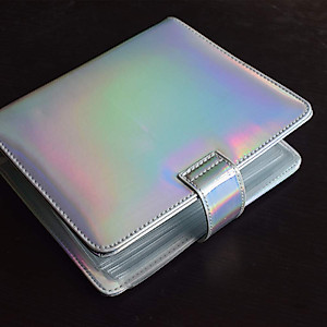 20 Slots Silver Laser Nail Art Stamp Plate Holder Stamping Plates Storage Bag Cases Rainbow Practical Empty Rectangle Plates Big Size 14.5×9.5cm Organizers