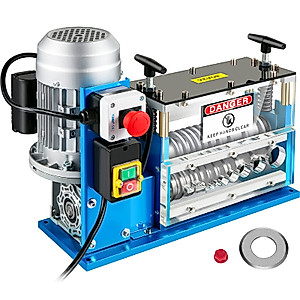 VEVOR Electric Wire Stripping Machine, 370W 0.06" - 1.5" Automatic Motorized Cable Stripper w/ 75 Feet/Minute Speed, 11 Channels 10 Blades Strip Machinery, Scrap Handling Tool for Recycling Copper