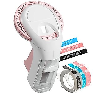 Vixic Omega S Portable Embossing Label Maker Machine with Tapes，DIY 3D Labels，Vintage Label Maker with 3 Color Rolls, Handheld Label Printer for Home, Office,Pink