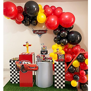 150PCS Race Car Balloons Arch Garland Kit Racing Car Birthday Party Checkered Foil Balloons for Birthday Decorations （No Backdrop）