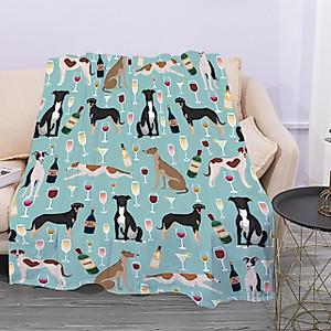 Buyyet Cute Greyhound Dog Fleece Flannel Gift Blanket Lightweight Soft Throw Puppy Dog Lovers Gift Blanket for Women Men Funny Decoration Blanket for Bed Couch Travel Outdoor 40''x 50'' for Kids/Child
