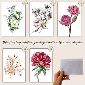 PYRAWS 40 Note Cards with Envelopes Blank Inside & Stickers | Single-Sided Design | Experience the Beauty of Watercolor Florals Inside Every 4x6 Greeting Card and Envelope Set | All Occasion