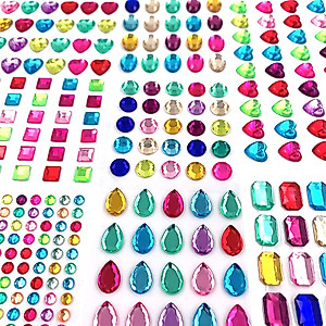 365pcs Jewels Stickers Gem Stickers Rhinestone for Crafts Sticker Gems Self Adhesive Bling Jewels