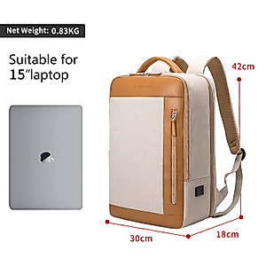NOBLEMAN Business Smart Backpack Waterproof Laptop Backpack Travel Durable Daypack (beige)
