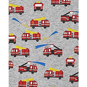 The Children's Place Baby Boys' Unisex and Toddler Snug Fit Cotton Mixed 2 Piece Pajama Sets, Firefighter/Fire Truck 2-Pack, 12-18 Months