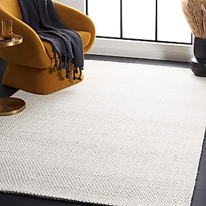 SAFAVIEH Natura Collection Area Rug - 6' x 9', Ivory, Handmade Solid Wool, Ideal for High Traffic Areas in Living Room, Bedroom (NAT801A)