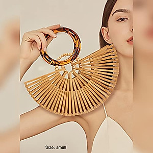 YIDIANAI Women's Bamboo Beach Handbag Handmade Bamboo Tote Bag Trendy Style Tote Bag Tasteful Basket (small)