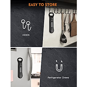 JOYHILL Meat Thermometer Digital for Cooking, Instant Read Meat Thermometer with Foldable Probe, Backlight, Calibration, Magnet, Waterproof Probe Food Thermometer for BBQ, Grill, Deep Frying, Kitchen