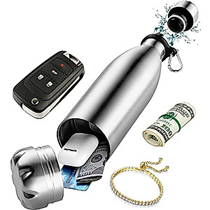 Diversion Safe Water Bottle - Stainless Steel Bottle Safe Box with Hidden Compartment for Cards, Keys, Cash, and Valuables - Insulated Bottle for Hot and Cold Drinks - 18 Ounces