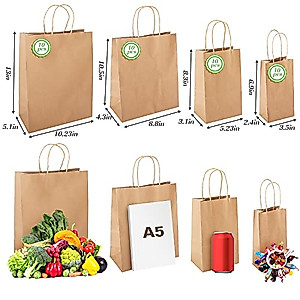 TOMNK 40pcs Brown Paper Bags with Handles Mixed Size Kraft Paper Bags, Gift Bags Bulk for Gifts, Shopping, Packaging, Merchandise, Grocery and Craft (4 Sizes)