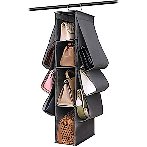 WOWCASE Hanging Purse Handbag Organizer Wardrobe Closet Organizer Nonwoven 10 Pockets Hanging Closet Storage Bag (Grey)