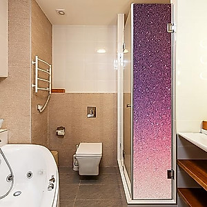 IOACIY Privacy Window Film Frosted Glass Sticker for Home Office Static Anti-UV Window Paper Decorative Window Covering for Bathroom (Universe Outer Space Starry Sky Red Blue-235, 17.7" x 23.6")