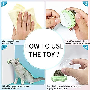 Catnip Balls for Cats Wall, 3 Pack Edible Cat Nip Ball Products for Cats Kitty Chew Toy, Rotatable Interactive Cat Kitten Toys of Indoor Cats for Teeth Cleaning, Health and Cat Wall Treat (GREEN)