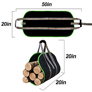 Sharellon Log Firewood Carrier Bag, Heavy Duty Wood Log Carrier Bag, Durable Canvas Log Carrier Tote Bag, Fireplace Wood Stove Accessories for Carrying Wood at Home or Camping