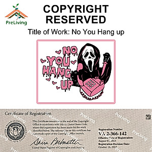 PreLiving 18x18 Inch Pink Throw Pillow Cover - 'No You Hang Up' Funny Horror Ghost Design, Romantic Halloween Day Decor, Soft Pillowcase for Sofa, Bedroom, Car, Birthday Party Supplies