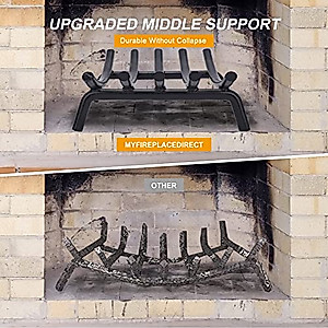 Fireplace Grate 14 Inch Solid Round Steel 3/4" Bar -Heavy Duty Wrought Cast Iron Indoor Outdoor Firewood Stove Log Holder Rack Wood Burning Fireplace Accessories, Camping, Chimney, Hearth Tools