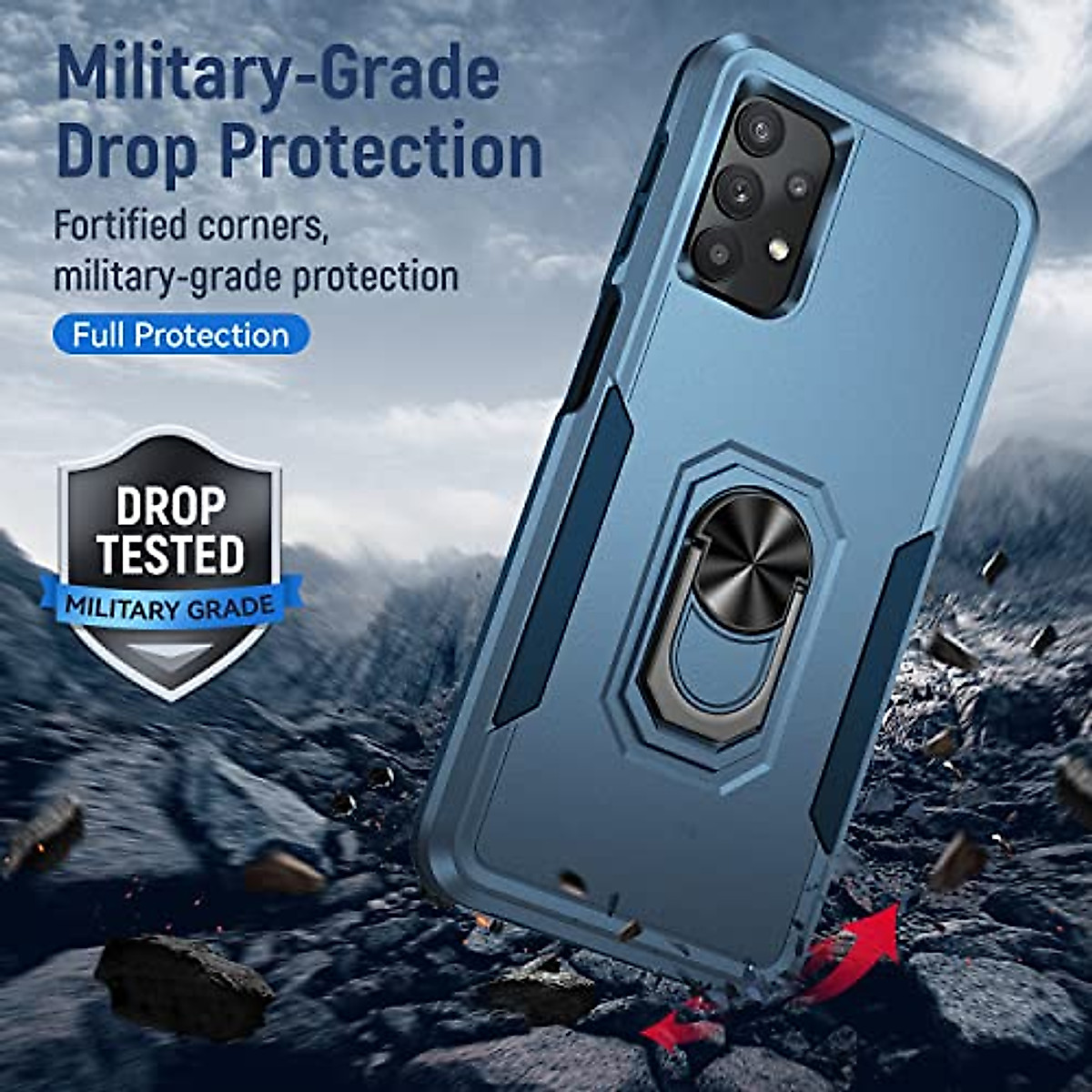DAWEIXEAU Case for Galaxy A32 4G,Galaxy A32 4G(Not Fit 5G) Case Heavy Duty Rugged Shockproof Protective Cover Case for Samsung Galaxy A32 4G (Blue)