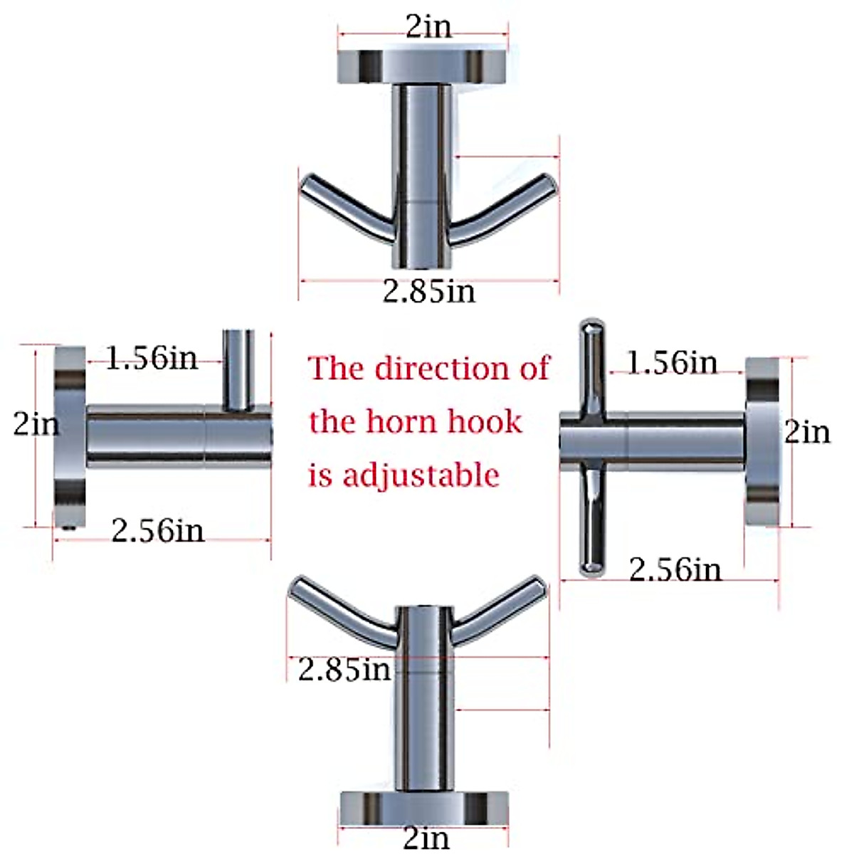 Towel Hooks for Bathrooms, 2 Pack 304 Stainless Steel Heavy Wall Hooks Towel Holder Coat Hooks for Bathroom & Kitchen, Modern Style Wall Mounted, Lifetime Use