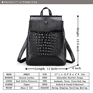 Coolcy Women Real Leather Backpack Shoulder Bag One Size