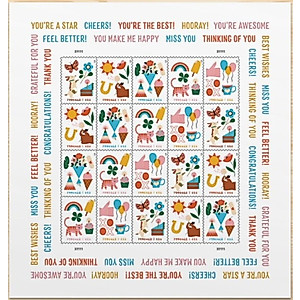 Thinking of You (2 Sheets of 20) First-Class Mail Forever Postage Stamps 2023 Scott 5803-5807