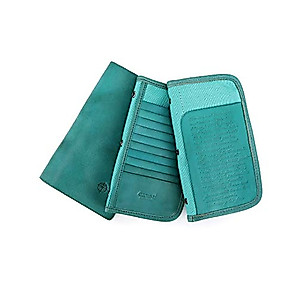 OLD TREND Leather Clutch Nomad Organizer Wallet (Aqua)