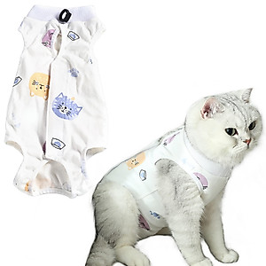 HACRAHO Pet Recovery Suit, 1 PCS Cat Surgical Recovery Suit Breathable E-Collar Alternative for Cats and Dogs, Chest Girth 14.96-18.11"