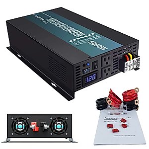 WZRELB RBP-500012S Pure Sine Wave 5000W (10000W Surge) 12V Power Inverter DC to AC Power - Solar, RV, Black