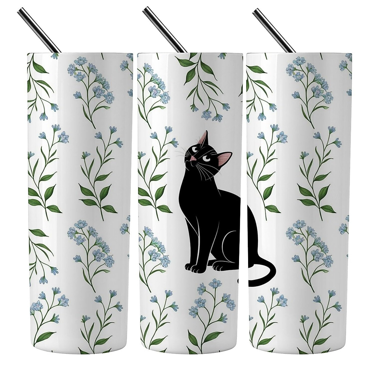 Medpol Cute black cat tumbler with lid and straw 20 oz insulated tumbler cups Cute black cat insulated travel coffee mugs for women cute sippy cups stainless insulated travel cups