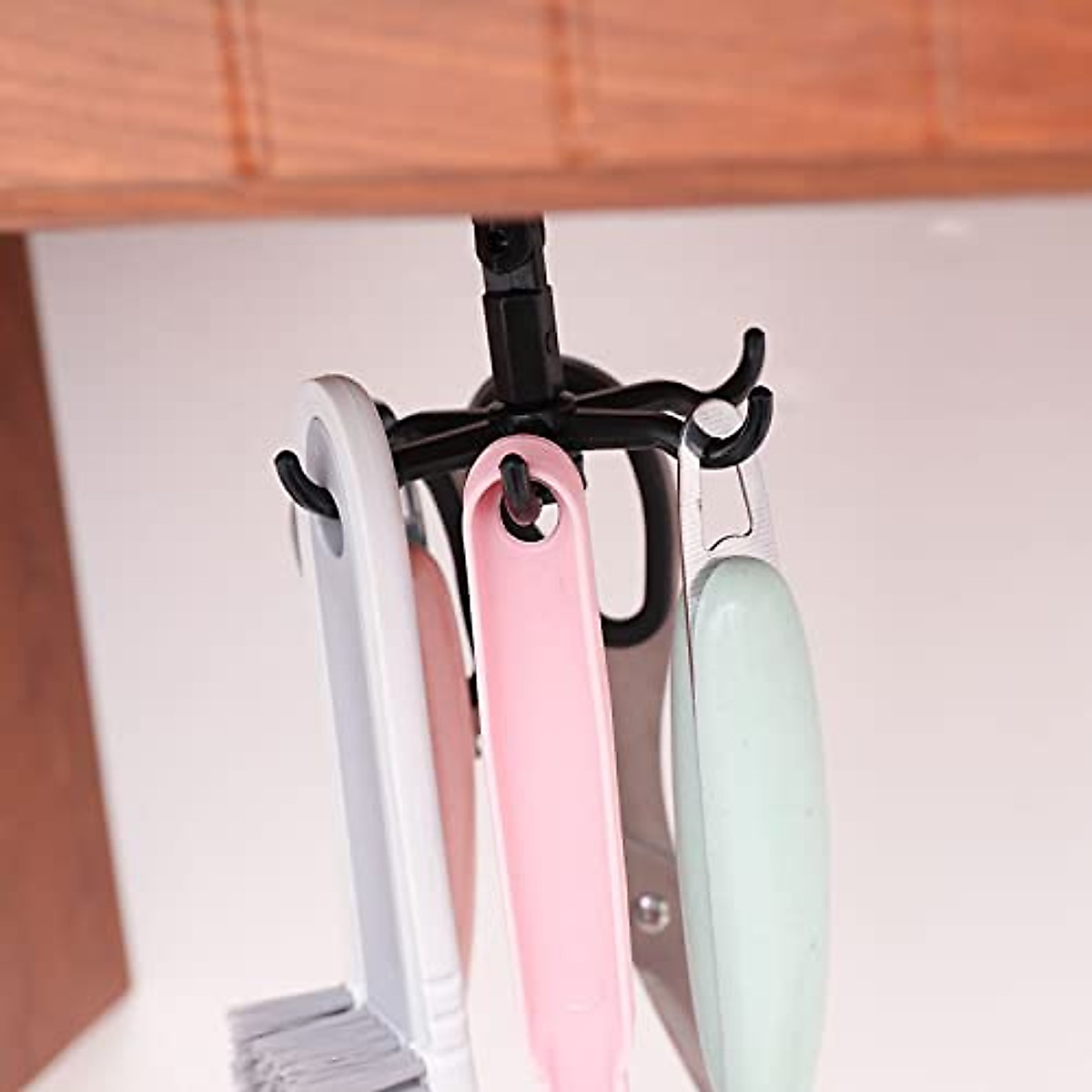 kdhgoo 1PC Self-Adhesive 360° Rotating Hook with 6 Hooks for Kitchen Bath Wardrobe Wall Hooks Space Saving No Drilling