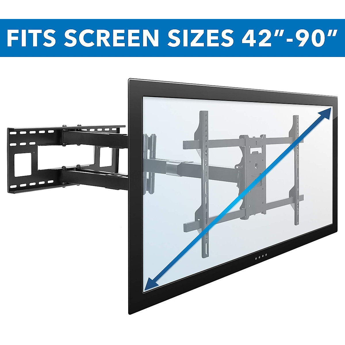 Mount-It! Long Extension TV Mount, Dual Arm Full Motion Wall Bracket with 36 inch Extended Articulating Arm, Fits Screen Sizes 50 55 60 65 70 75 80 85 90 Inch, VESA 800x400mm Compatible, 176 lb