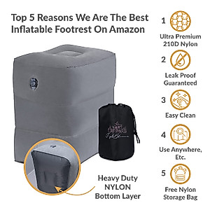 Fig and Blossom [2-Pack] Inflatable Bed Bumper with Pump for Toddlers, Kids, Elderly/Inflatable Airplane Footrest Pillow Bundle